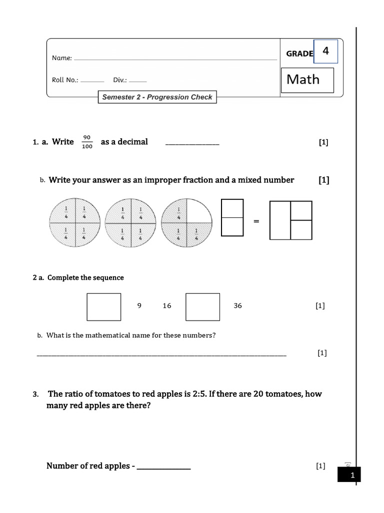 Gr4-Math mock paper 1 | Download Free PDF | Mathematics | Arithmetic