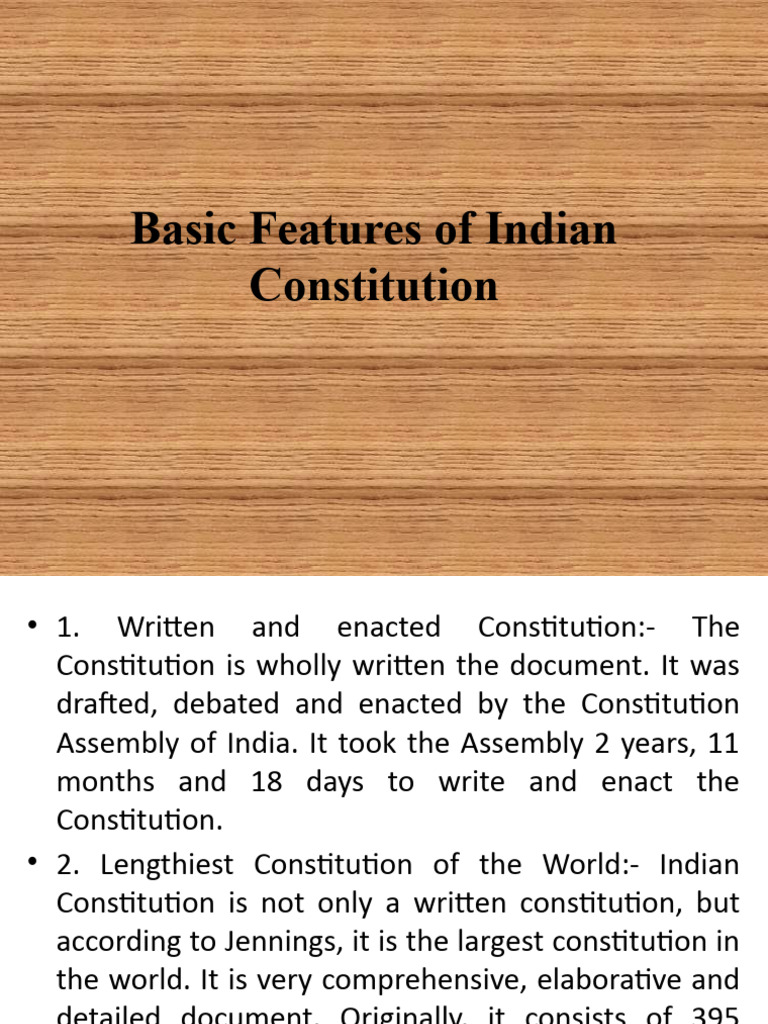 Basic Features of Indian Constitution | PDF | Suffrage | Constitution