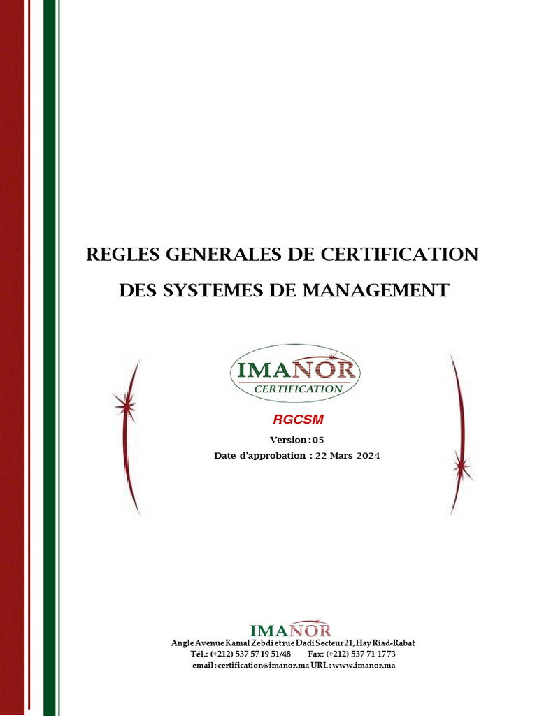Règles de Certification des Systèmes de Management | PDF | Audit ...