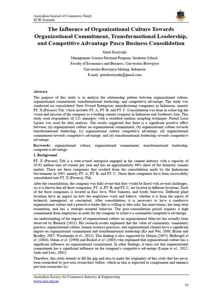 GK0002 - The Influence of Organizational Culture Towards Organizational Commitment ...