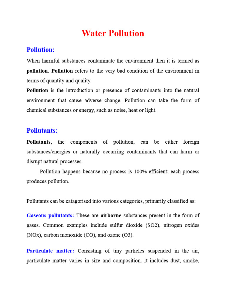 Types of Water Pollutants Explained | PDF | Water Pollution | Air Pollution