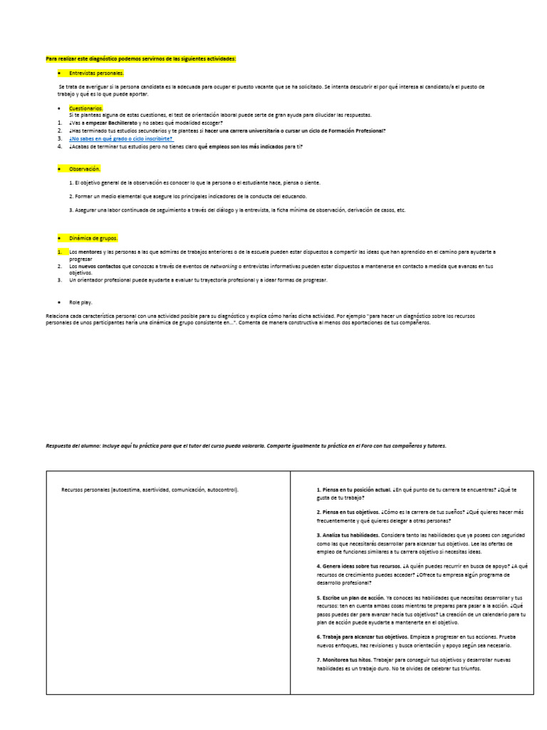 Ejercicio Epigrafe 1.6.2 | PDF | Crecimiento personal y profesional ...