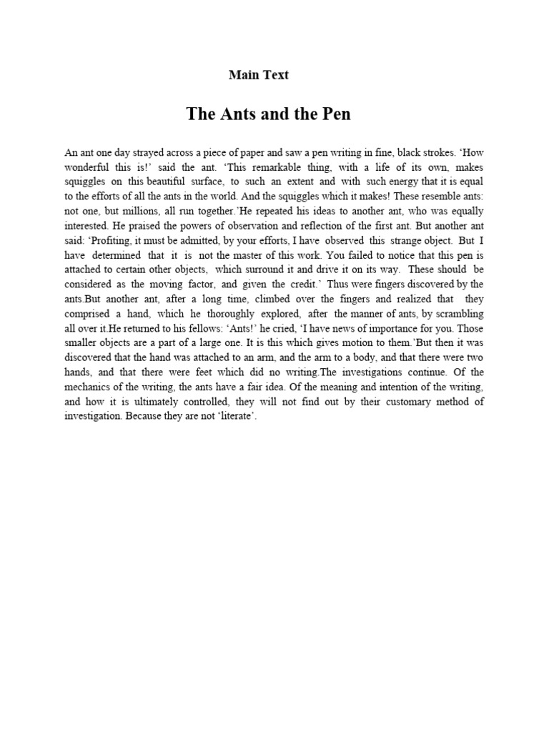 Adapting Material-The Ants and the Pen by Zarin Tashnim (1) | PDF ...