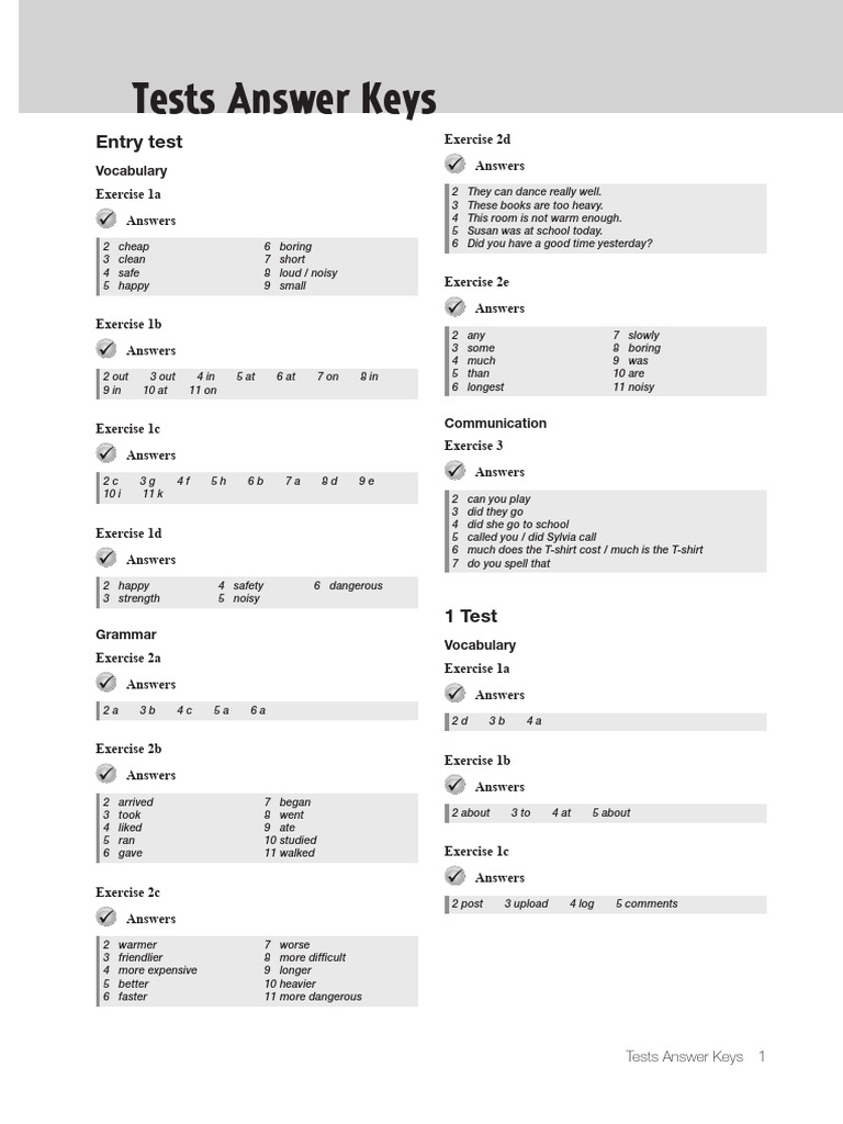 Test Answer Keys Overview | PDF | Sydney | Gesture