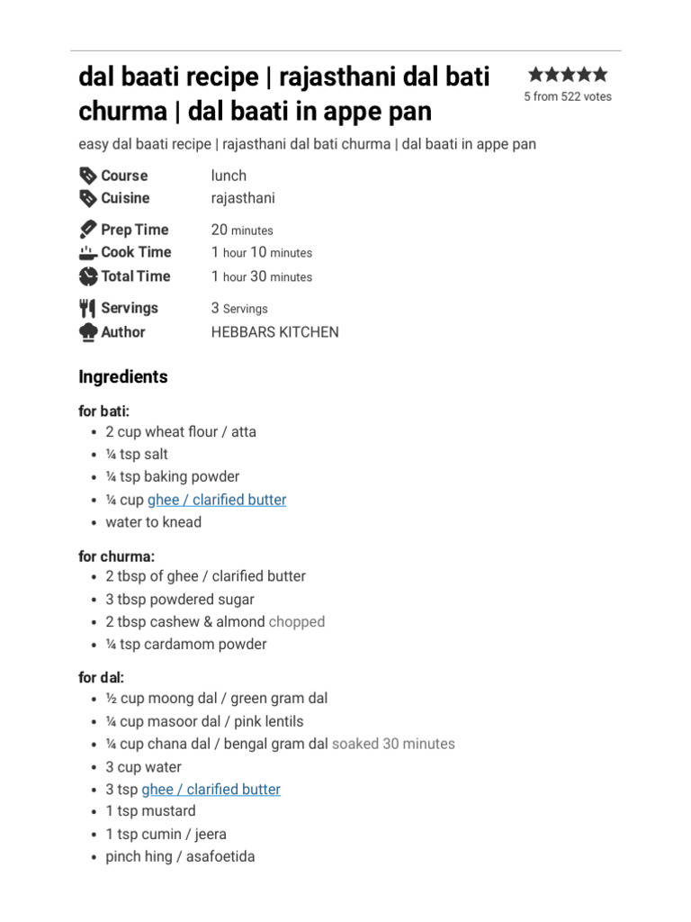 dal baati recipe _ rajasthani dal bati churma _ dal baati in appe pan ...