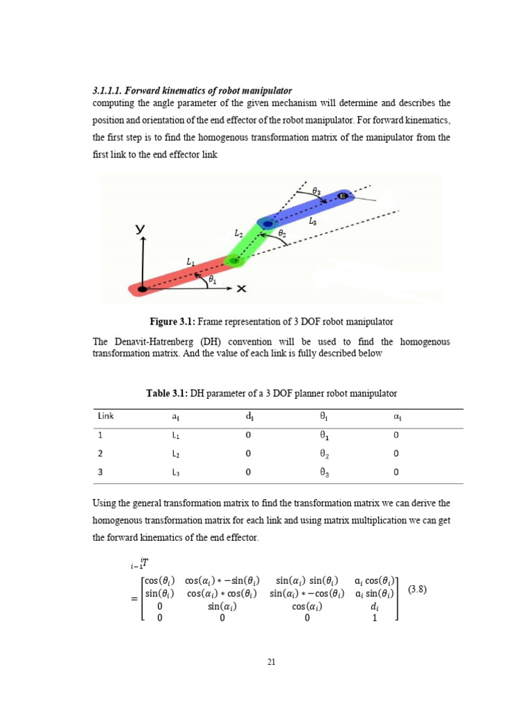 Forward and Inverse Kinematics of 3 DOF Robot | PDF | Kinematics ...