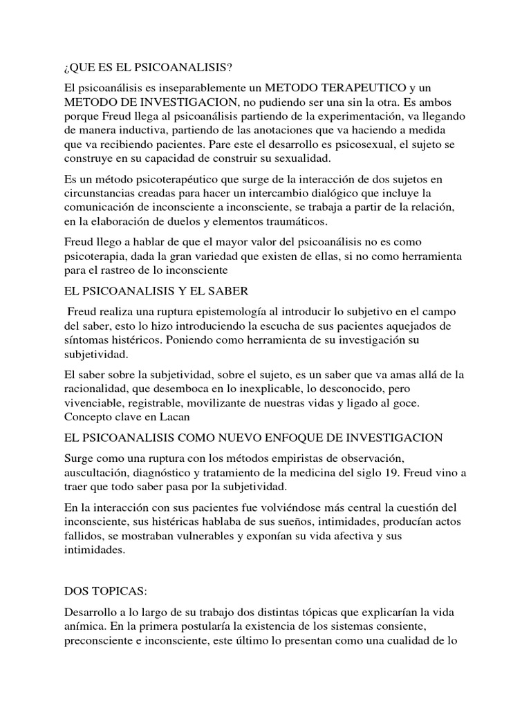Psicoanalisis Freud | PDF | Psicoanálisis | Mente inconsciente
