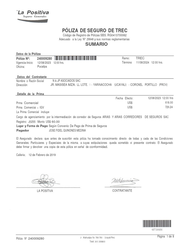 TREC RODILLO | PDF | Póliza de seguros | Daños y perjuicios