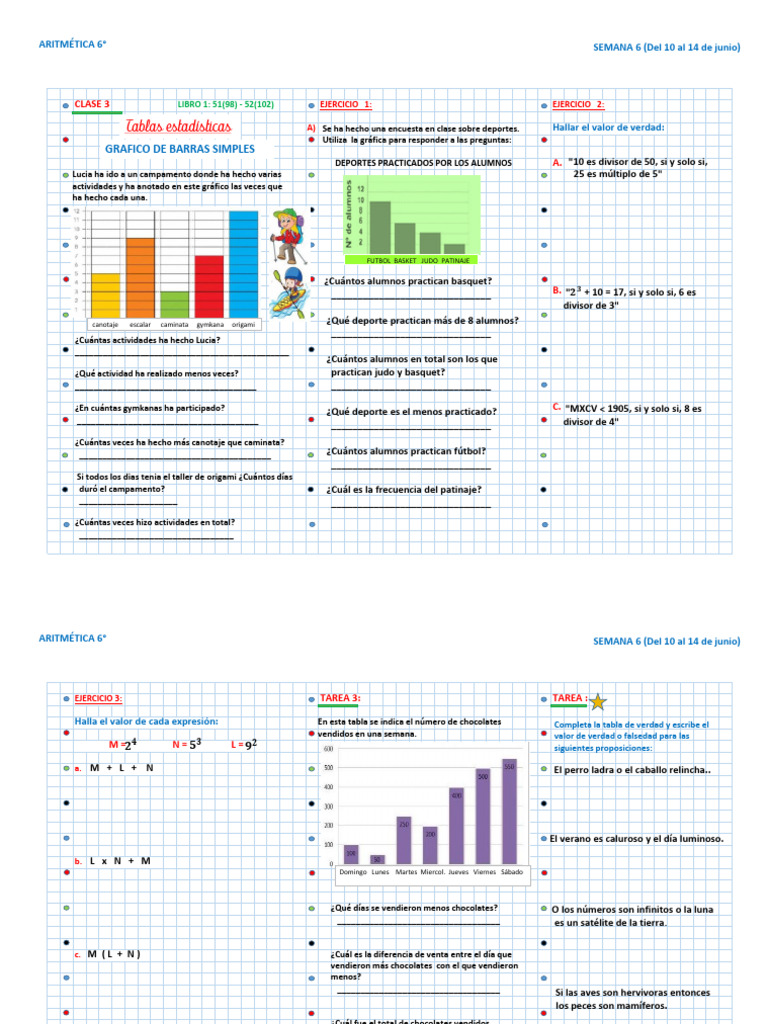 Análisis de Gráficas y Ejercicios Aritméticos | PDF