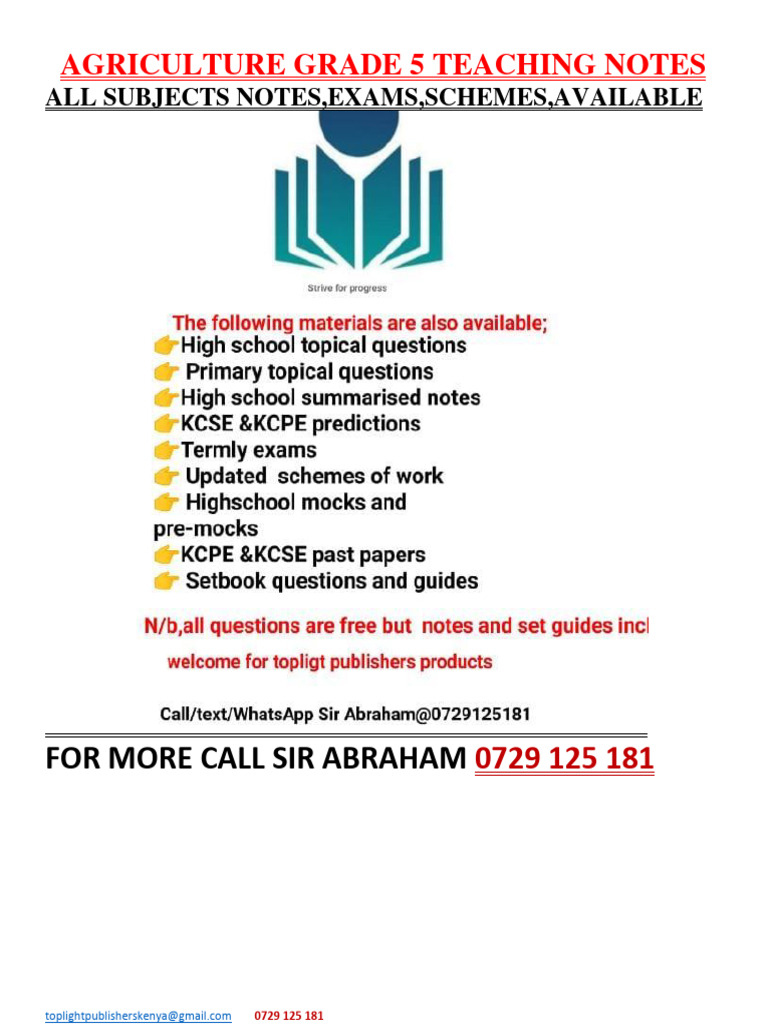 Grade 5 Agriculture Teaching Notes | PDF | Mulch | Soil