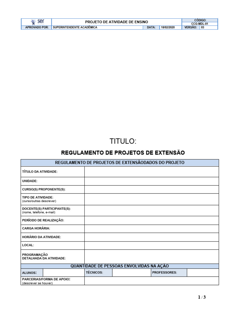 CCG-MDL-01 - Projeto de Atividade de Ensino | PDF | Science