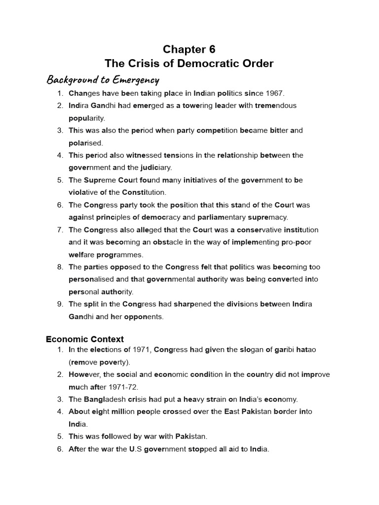 Chapter 6 - The Crisis of Democratic Order notes | PDF | Politics Of ...