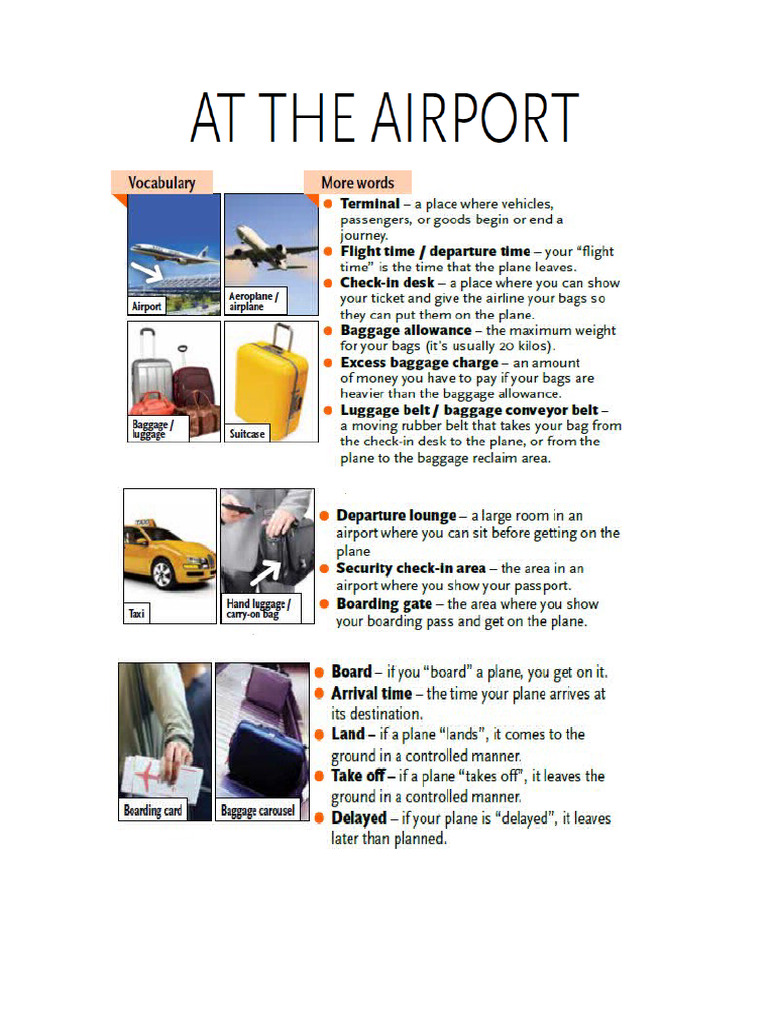 Lesson 1 (At The Airport - Vocabulary) | PDF