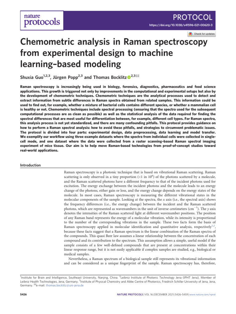 Chemometric Analysis in Raman Spectroscopy From Experimental Design To ...