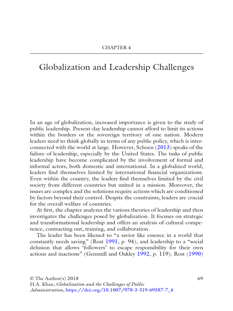 Globalization and Leadership Challenges (Khan2017) | PDF | Leadership | Transformational Leadership