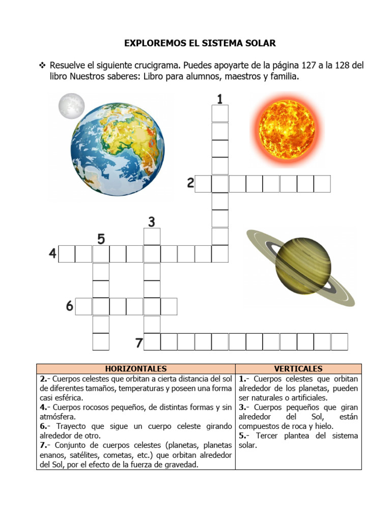 Hojas De Trabajo Sobre Los Planetas En Formato Pdf