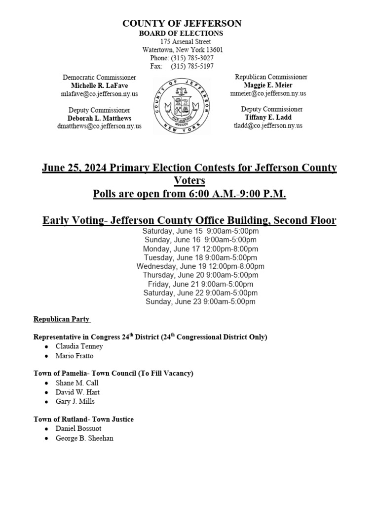 Jefferson County Board of Elections June 2024 primary | PDF
