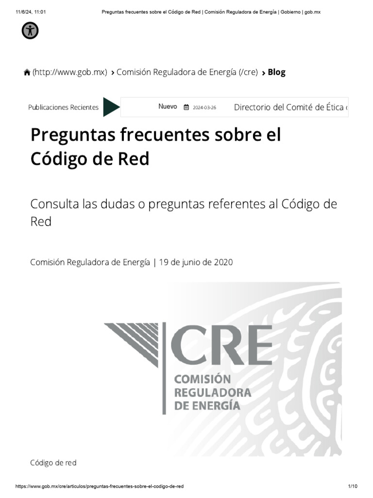 Preguntas frecuentes sobre el Código de Red _ Comisión Reguladora de ...