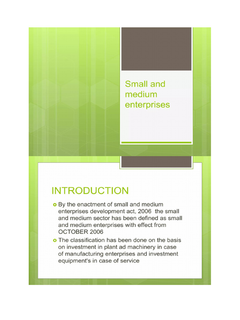 Small and Medium Enterprises | PDF
