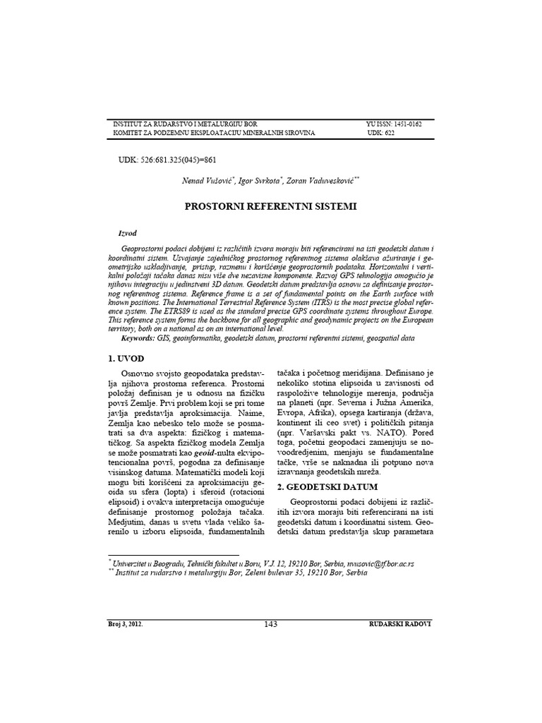 Spatial Reference Systems | PDF