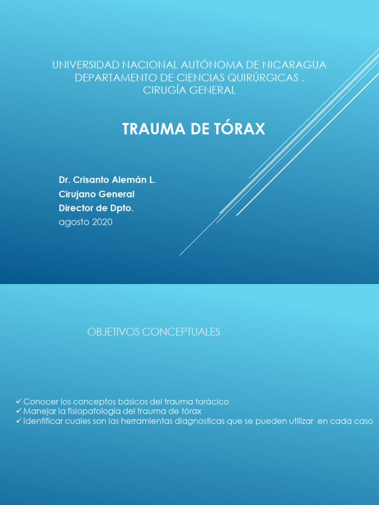 Trauma de Tórax | PDF | Reanimación cardiopulmonar | Pulmón