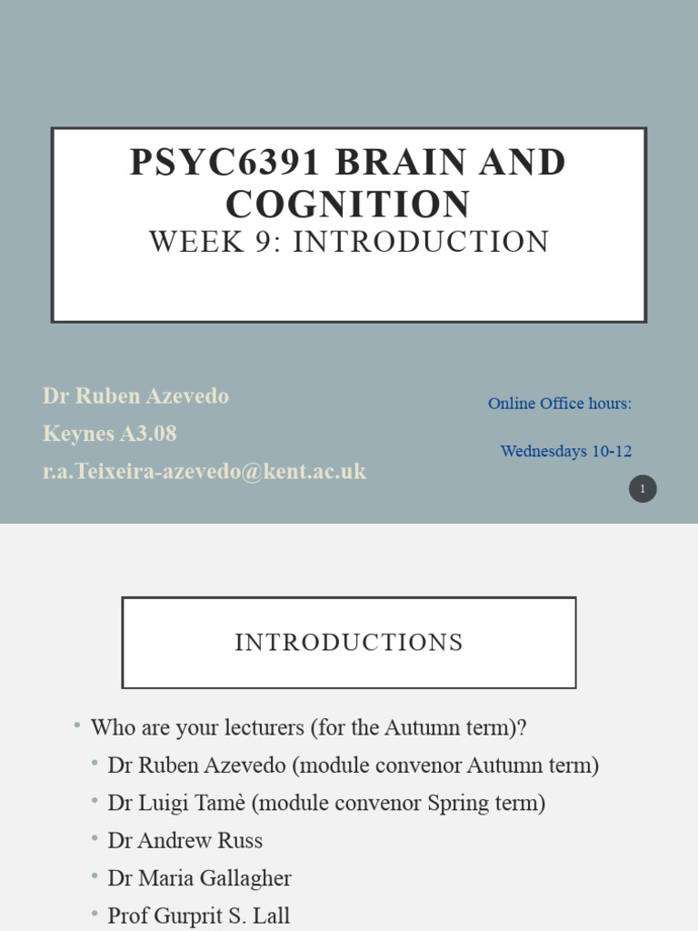 Introduction and Course Outline | PDF | Cognition | Psychology