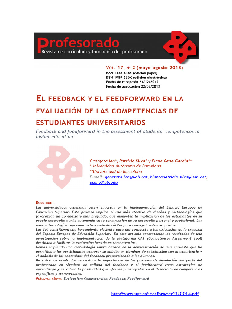 feedback y feedforward | PDF | Evaluación | Aprendizaje
