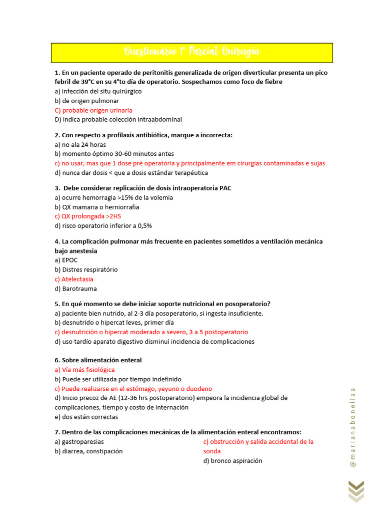 1° Parcial Questionário QX - 2 | PDF | Enfermedades y trastornos ...
