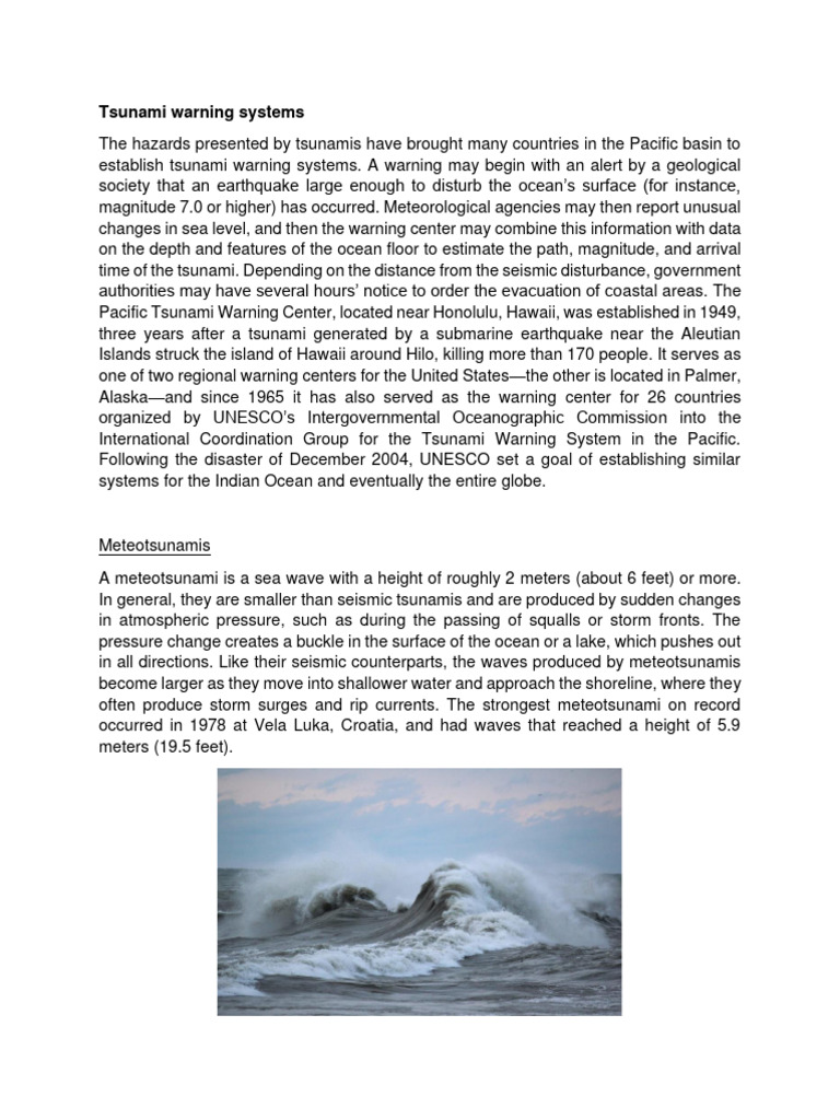 Tsunami Warning Systems Explained | PDF | Tsunami | Earthquakes