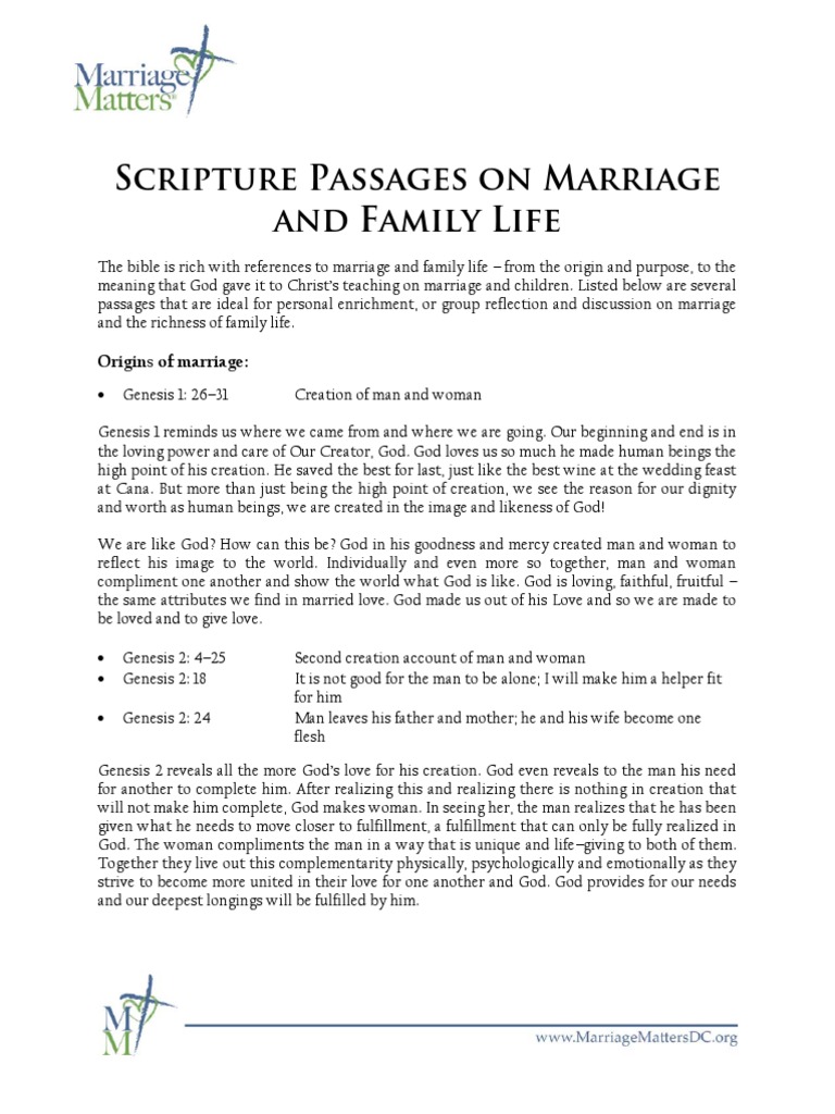 Scripture Passages On Marriage and Family Life | PDF | Forgiveness ...