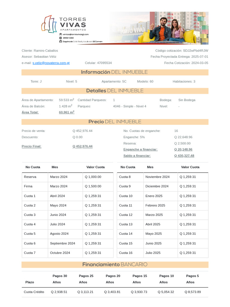 Apto. Máster Nivel 5 Modelo C Torre J - Ramiro Caballos | PDF | Economias