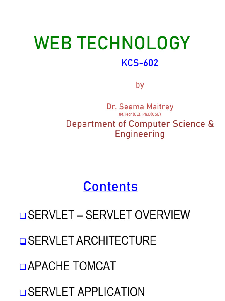 Servlets - Servlet Overview and Architecture (Unit 5) | PDF | Http ...