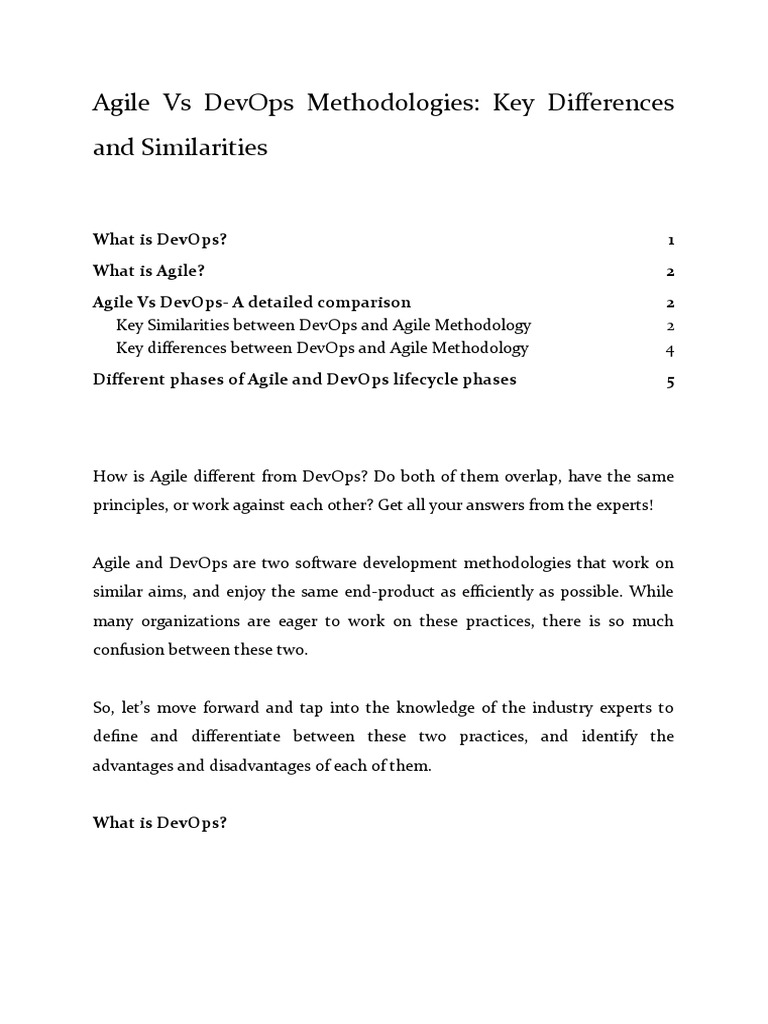 Agile Vs Devops A Detailed Comparison Pdf Agile Software 8374