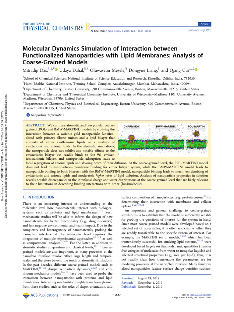 Paper - Molecular Dynamics Simulation of Interaction Between Functionalized Nanoparticles With ...