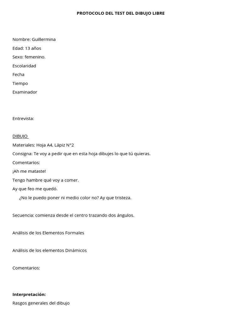 Protocolo Del Test Del Dibujo Libre - Docx - 20230830 - 191210 - 0000 | PDF