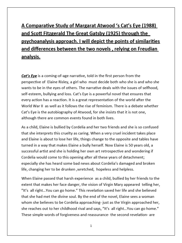 A Comparative Study of Margarat Atwood | PDF | The Great Gatsby | Id