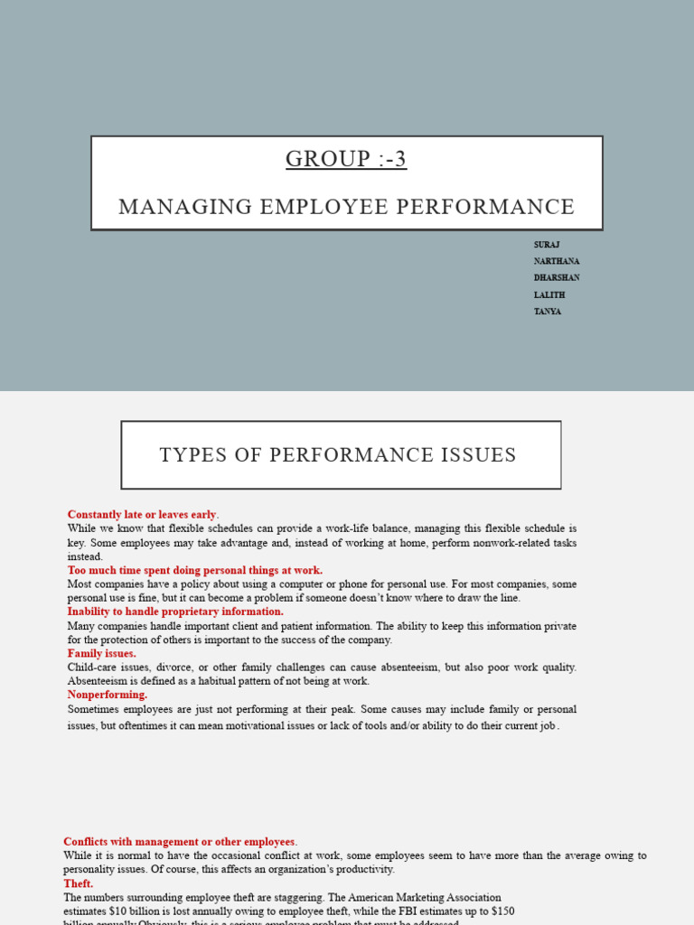 Managing Employee Performance Issues | PDF | At Will Employment | Trade ...