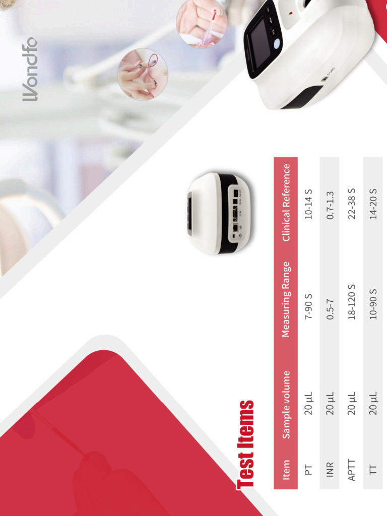 Brochure Coagulometro Wondfo OCG-102 | PDF