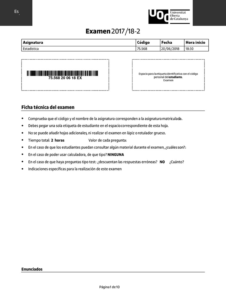 Asignatura Código Fecha Hora Inicio | PDF | Intervalo de confianza | Teoría estadística