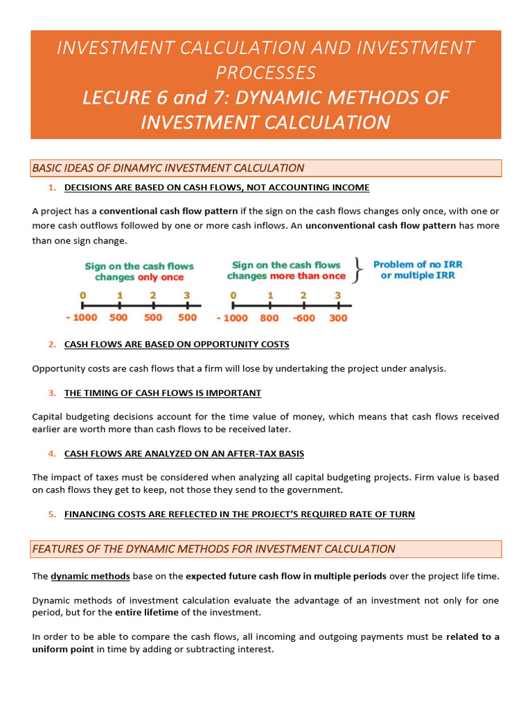 Dynamic Investment Calculation Methods | PDF | Cost Of Capital ...