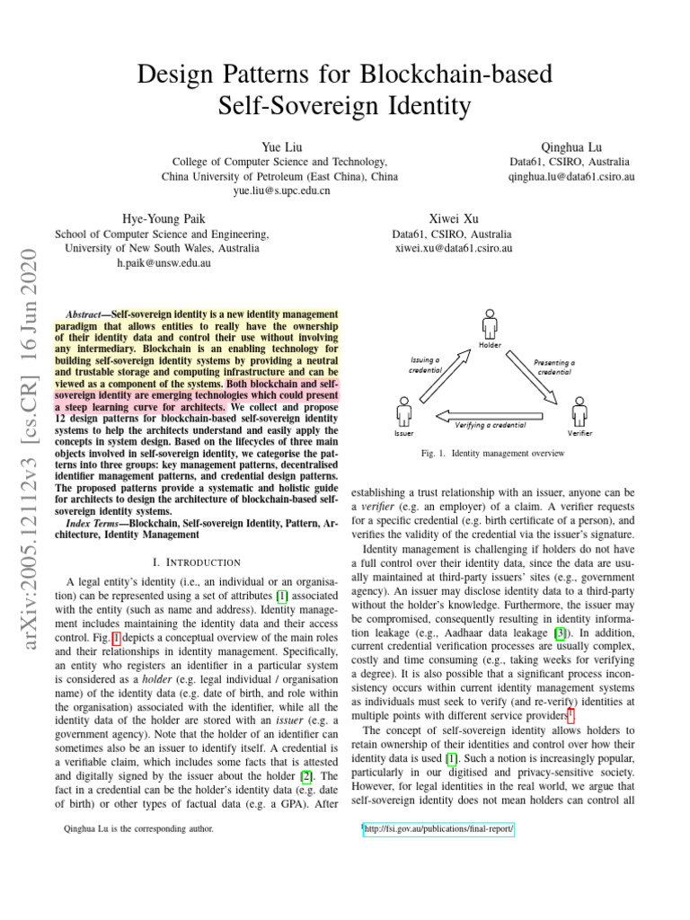 Design Patterns For Blockchain-Based Self-Sovereign Identity - European ...