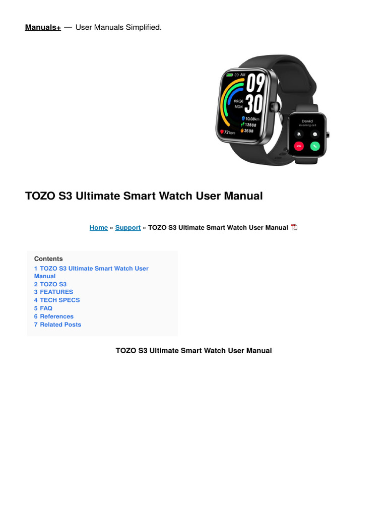 Tozo s3 Ultimate Smart Watch User Manual | PDF