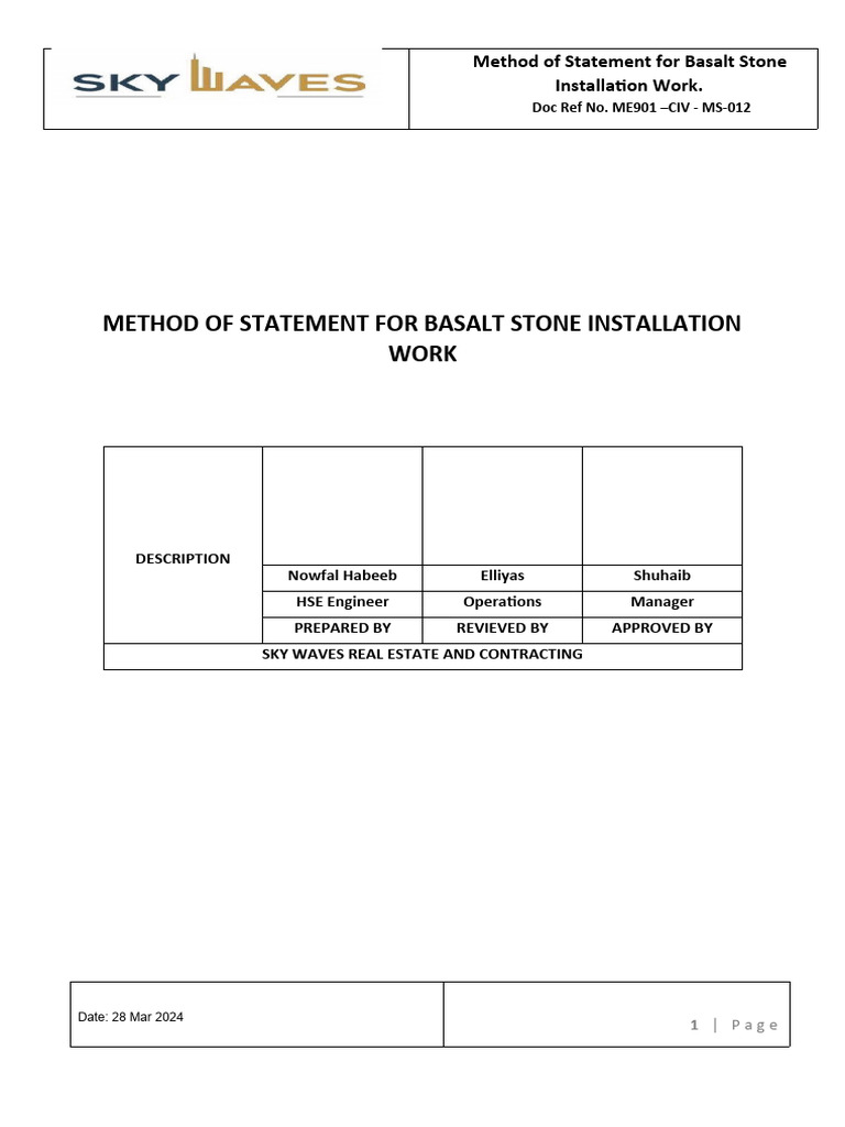 Basalt Stone Installation Guide | PDF | Personal Protective Equipment ...