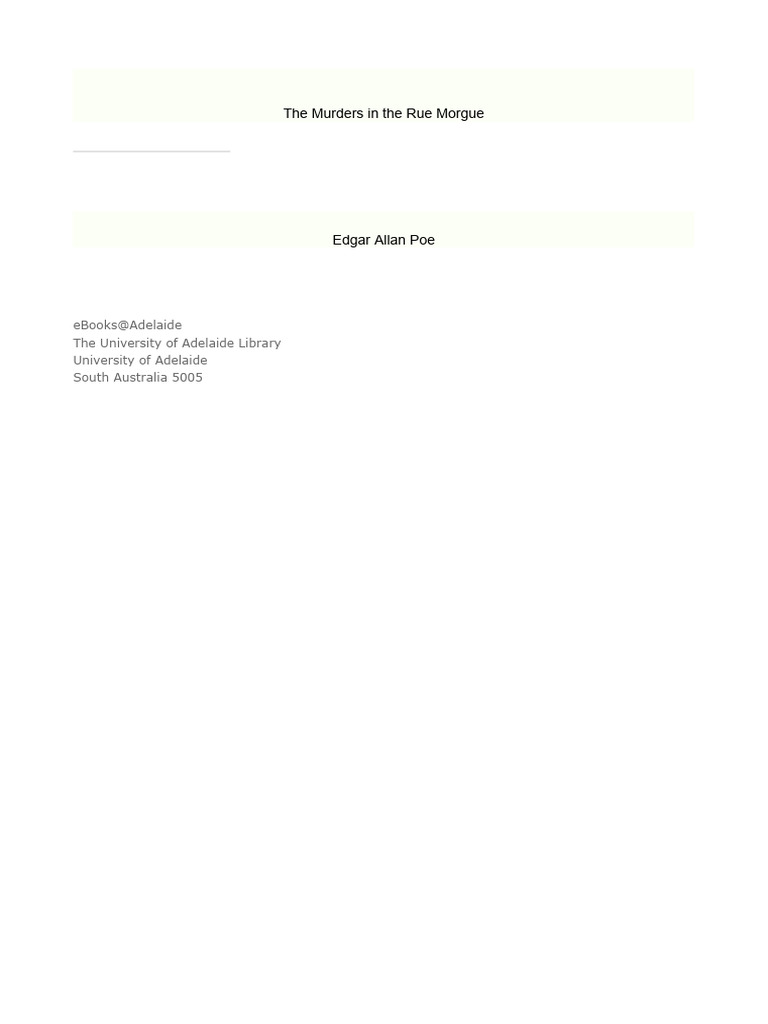 The Murders in The Rue Morgue | Download Free PDF | The Murders In The ...