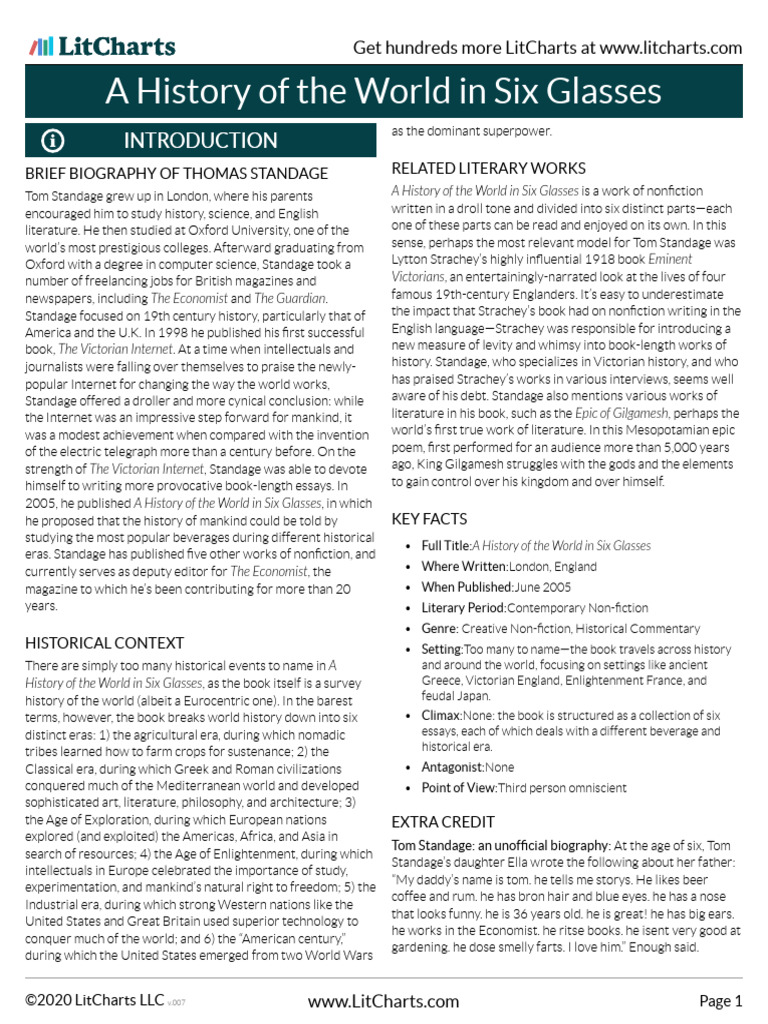 A History of The World in Six Glasses LitChart | PDF | Drink | Coca Cola