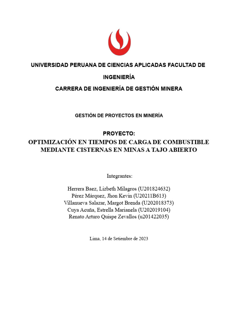 Optimización Carga Combustible Minera | PDF | Six Sigma | Gestión de ...