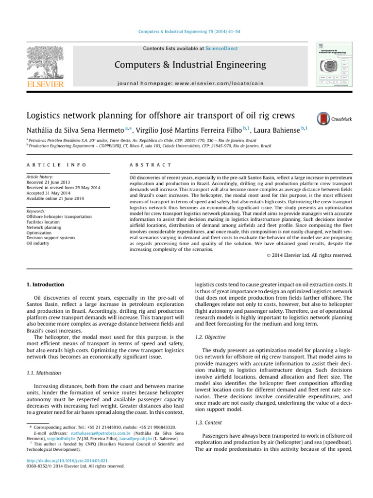 Logistics network planning for offshore Air transport of oil rig_ crews-Final | PDF | Aerodrome ...