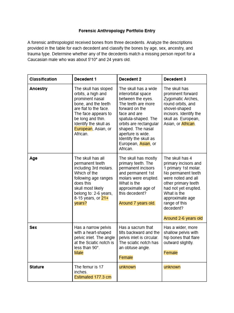 Forensic Anthropology Portfolio | PDF | Pelvis | Skull