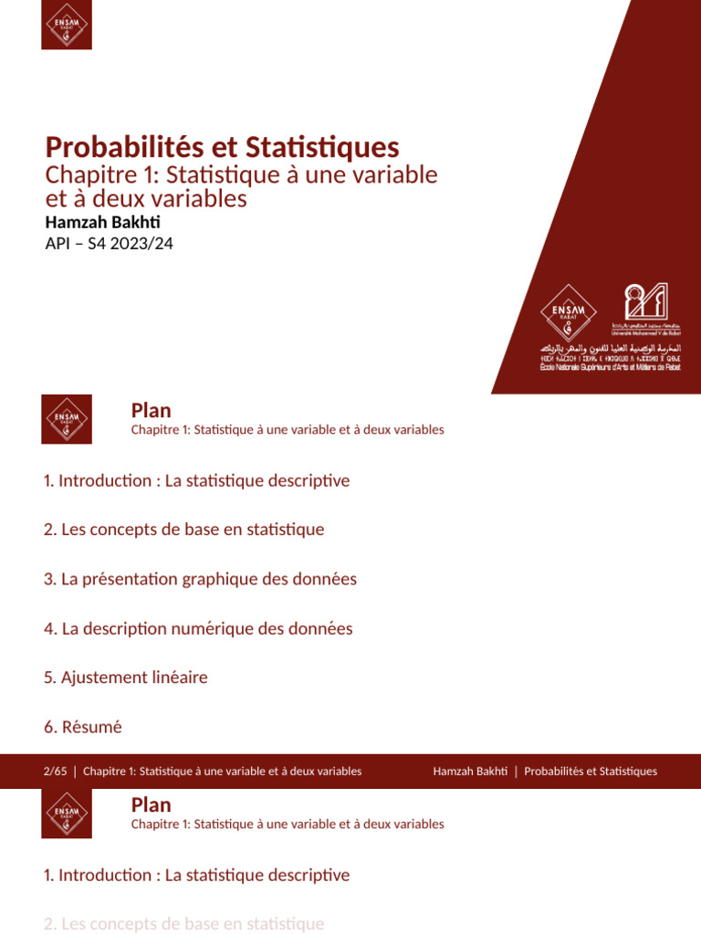 Statistiques à une variable et deux variables | PDF | Statistiques | Moyenne