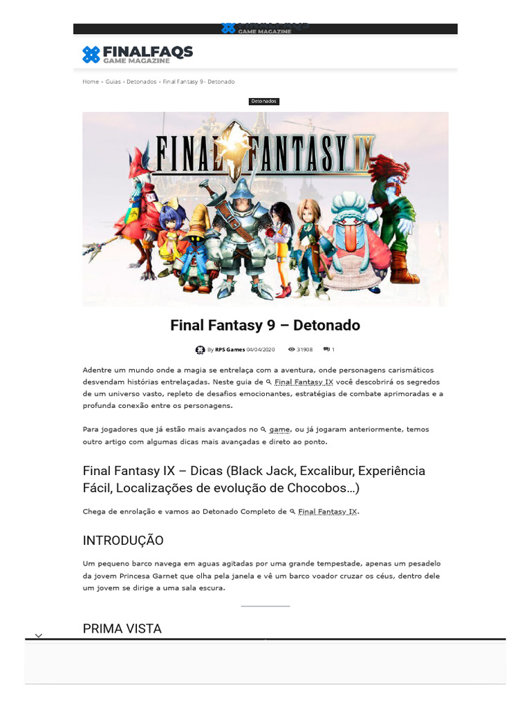 Final Fantasy 9 - Detonado - Final Faqs | PDF | Fantasia final | Dinheiro